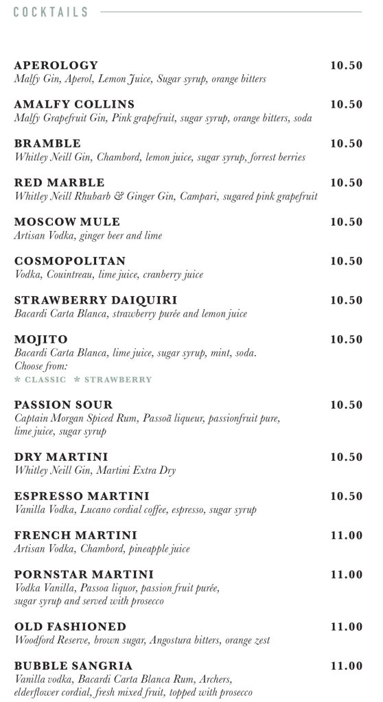 Il Ristorante Italian Restaurant Liverpool | Drinks Menu